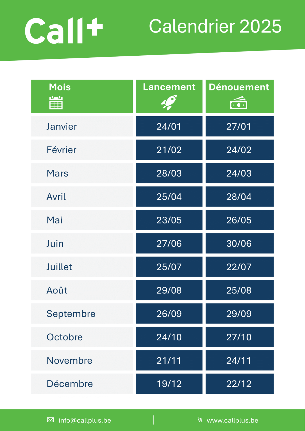 Calendrier 2025 - Call+